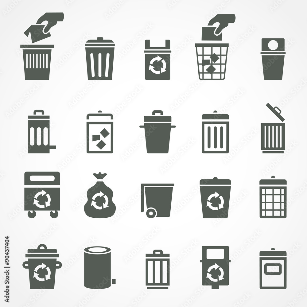 Trash can and recycle bin icons Stock Vector | Adobe Stock