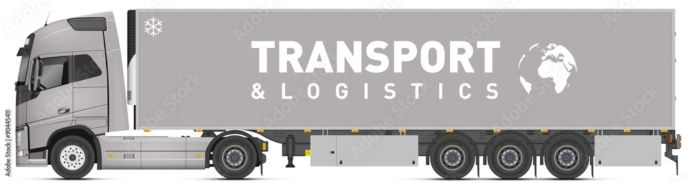 Vetor de Camion + remorque frigorifique couleur V2 do Stock | Adobe Stock