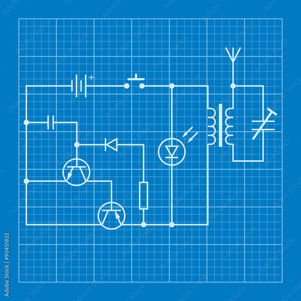 electronic circuit scheme blueprint background Stock Vector | Adobe Stock