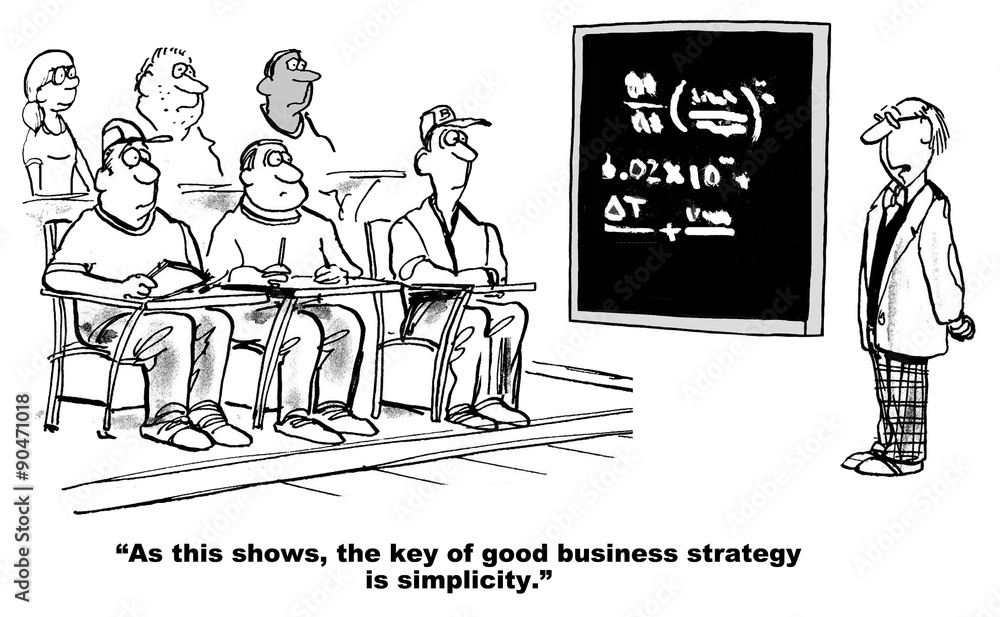 Education cartoon of professor and students in a classroom. There is a ...