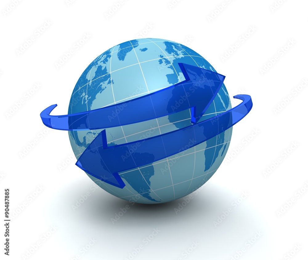 globe and arrow Stock Illustration | Adobe Stock