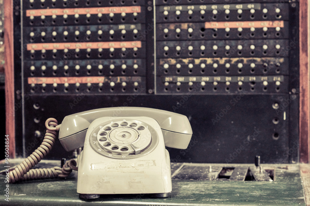 old telephone with switchboard Stock Photo | Adobe Stock
