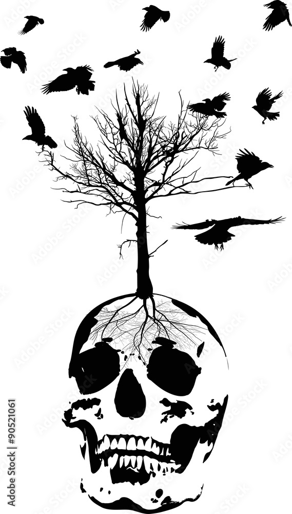Dead Tree And Skull Drawings