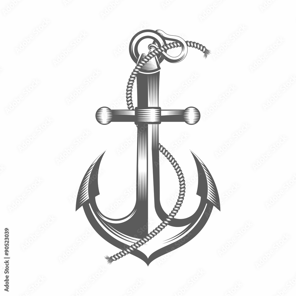 Anchor black and white vector illustration / Vector illustration ...