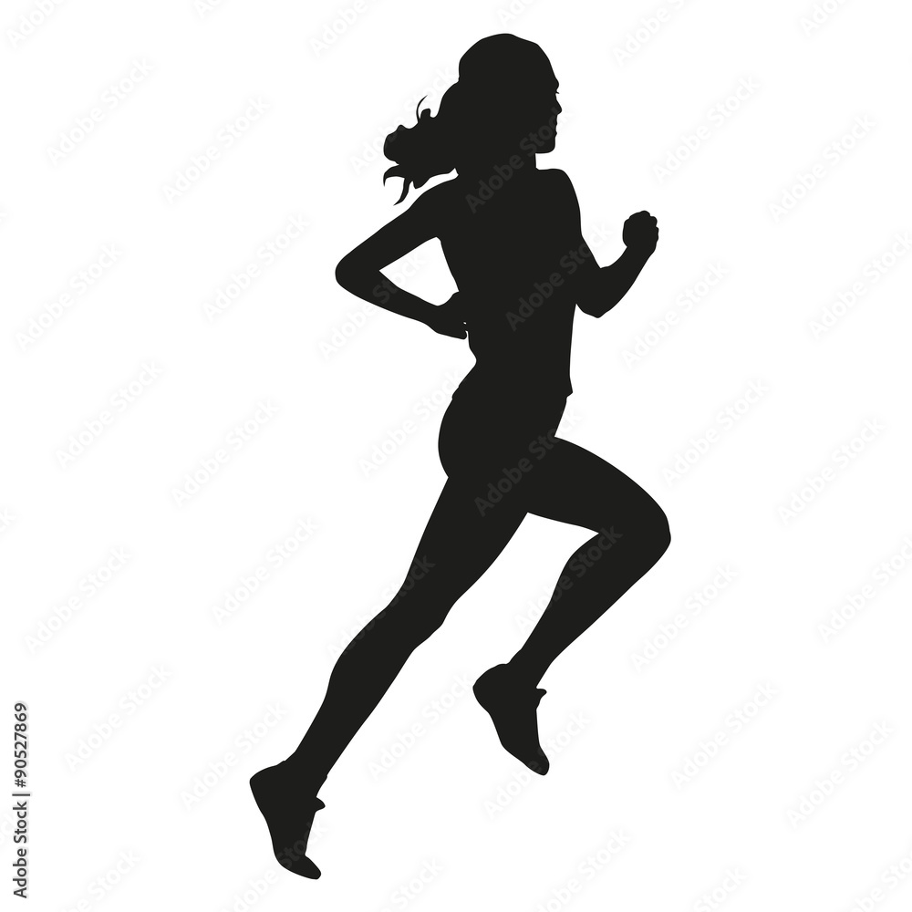 Vector silhouette of a young woman running Stock Vector | Adobe Stock