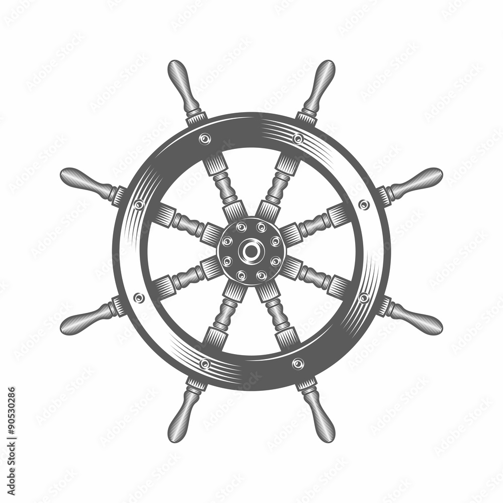 Steering wheel ship vector illustration / Vector illustration, Steering ...