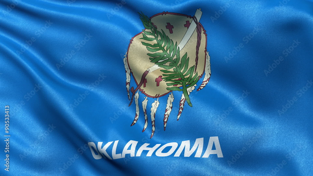 Vidéo Stock Realistic Oklahoma state flag waving in the wind. Seamless ...