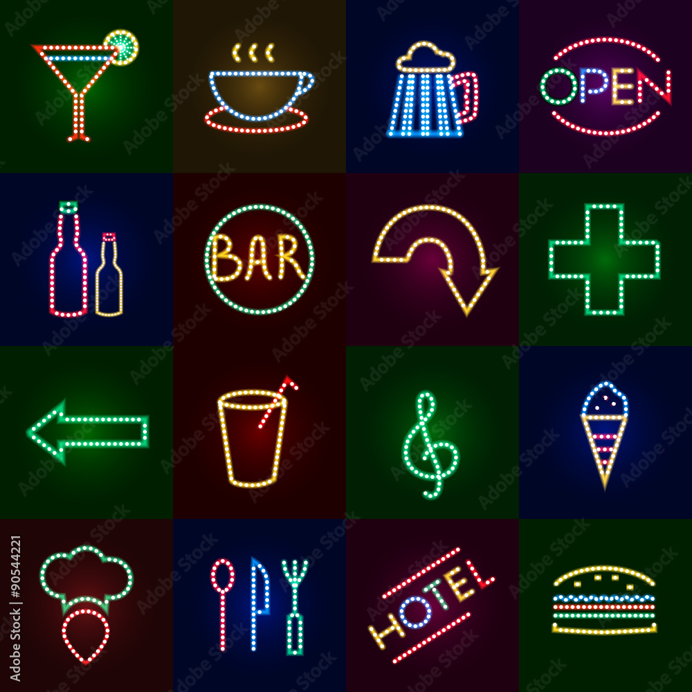 Led Lights Icons Set Stock ベクター | Adobe Stock