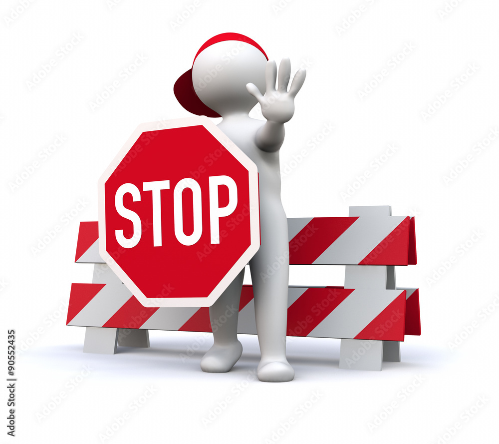 3D Man stop here Stock-Illustration | Adobe Stock