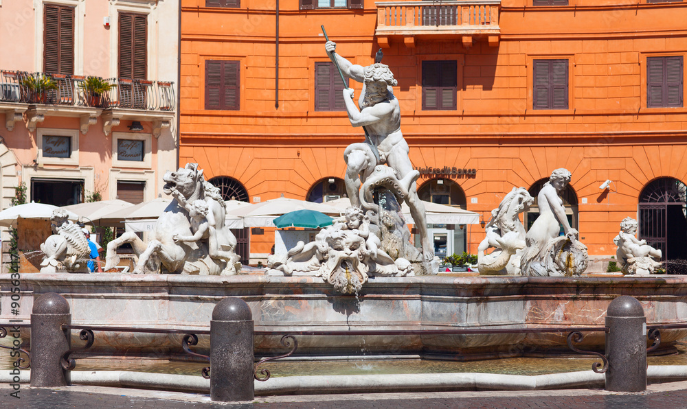 The Fountain of Neptune, at Piazza Navona. This fountain from 1576 ...
