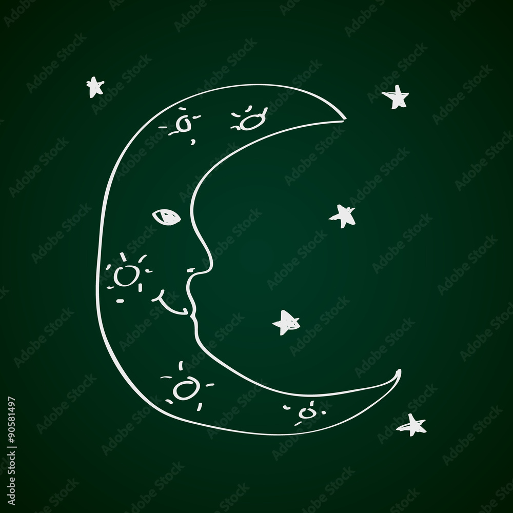 Simple doodle of a moon Stock Vector | Adobe Stock