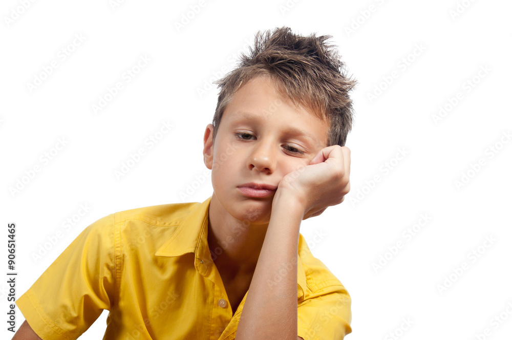 Boy looking bored. All on white background. Stock Photo | Adobe Stock