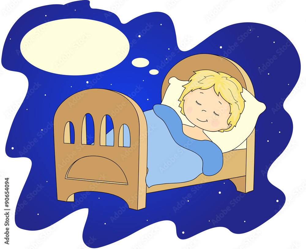 Boy Sleeping On The Bed With A Pillow And Blanket Stock Illustration boy-sleeping-on-the-bed-with-a-pillow-and-blanket-stock-illustration