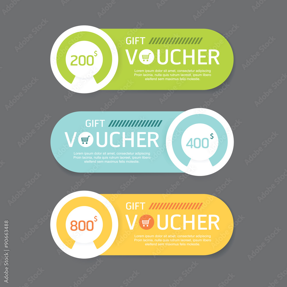 Vector gift voucher coupon template design. paper label frame Stock ...