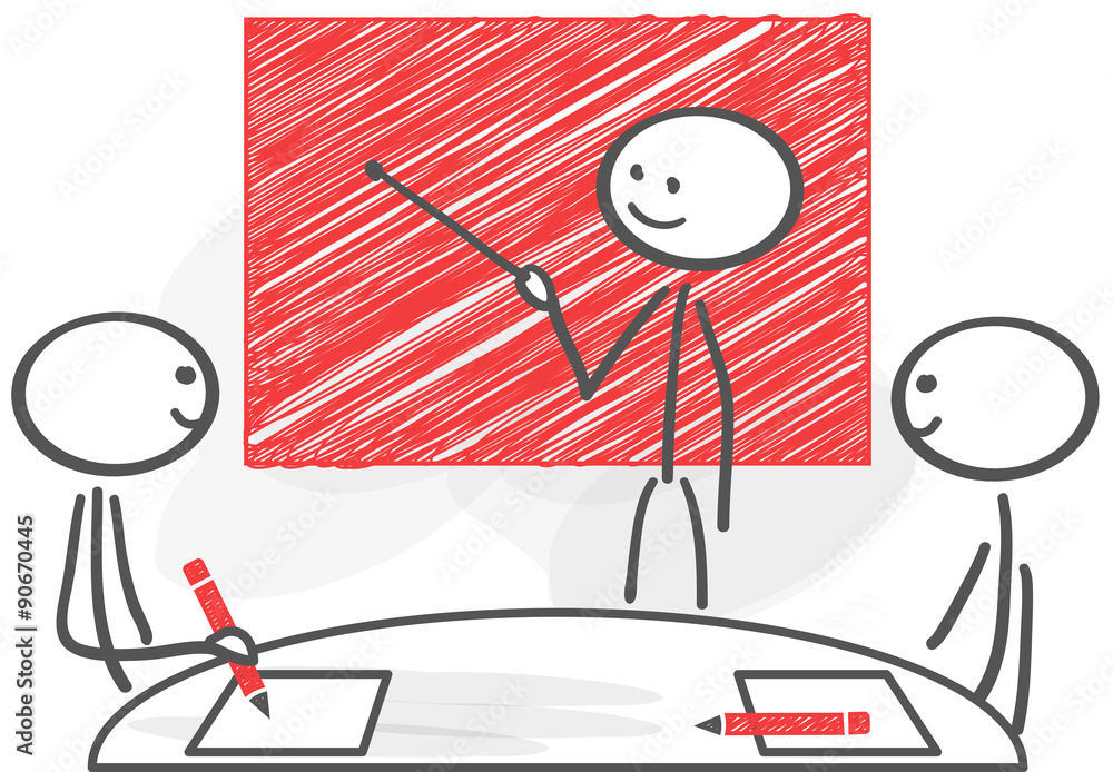 stickman board table team working red Stock-Vektorgrafik | Adobe Stock