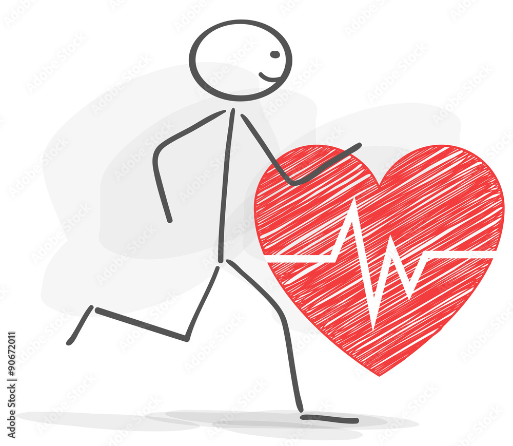 stickman healthy heart red Stock Vector | Adobe Stock