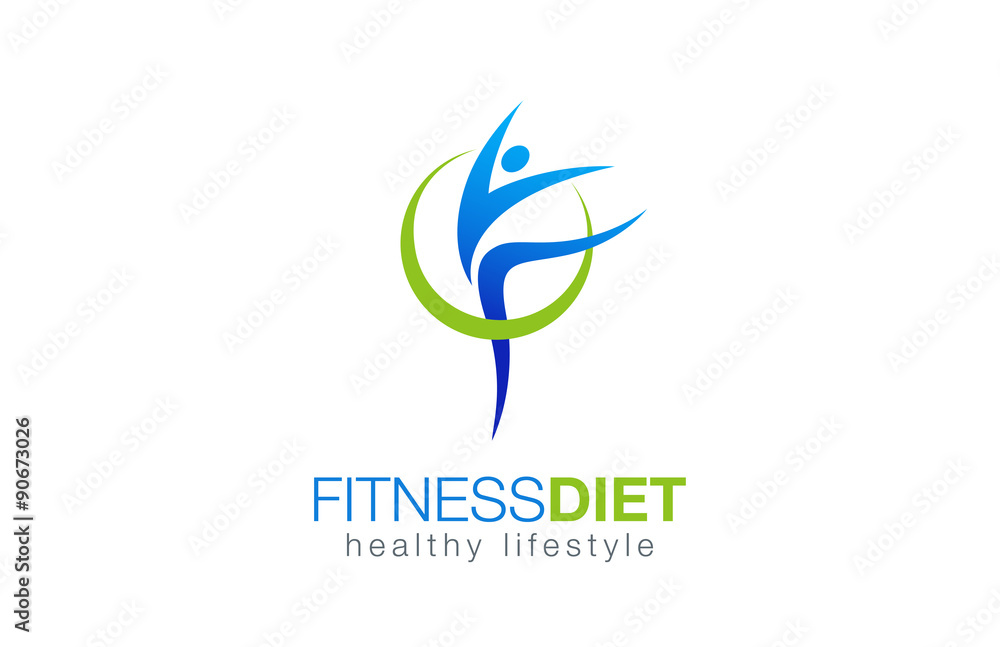 Fitness Diet Healthy Lifestyle Logo design vector. Gymnastics icon ...