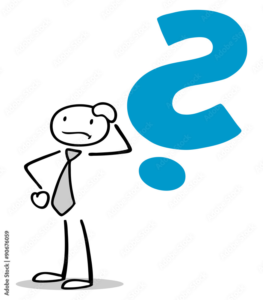 Mann mit Fragezeichen kratzt sich am Kopf Stock Illustration | Adobe Stock