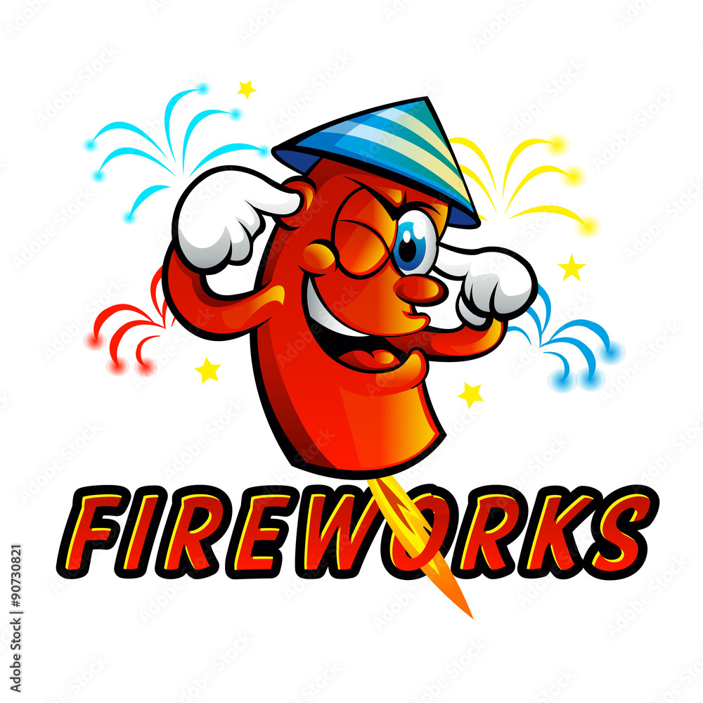 Red Cartoon fireworks Stock Vector | Adobe Stock