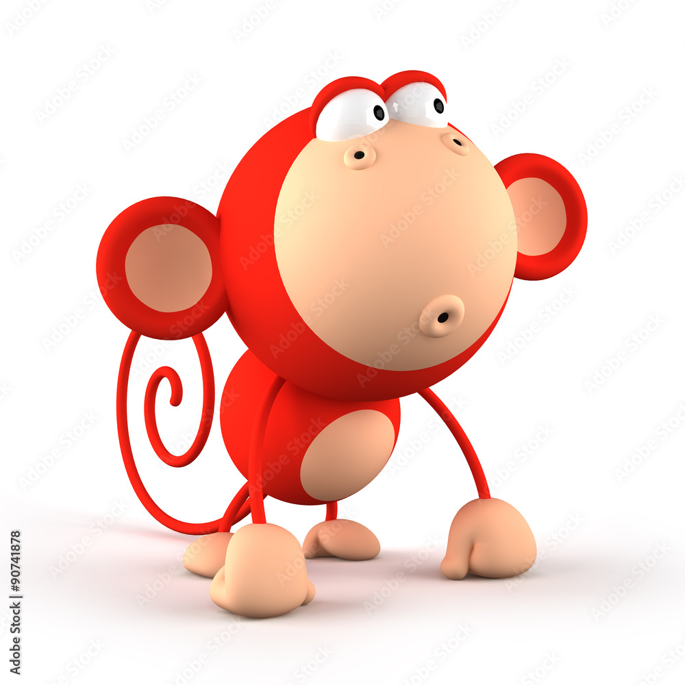 Cartoon red monkey isolated on white background 3D rendering 2 Stock ...