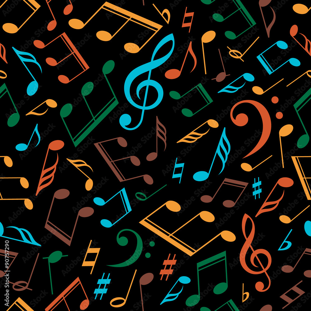 Vector musical pattern with notes Stock Vector | Adobe Stock