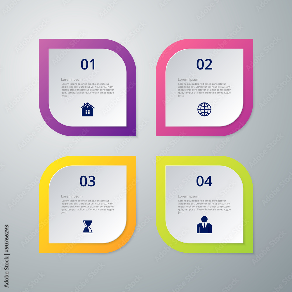 Vector illustration infographics four rounded rectangle Stock Vector ...