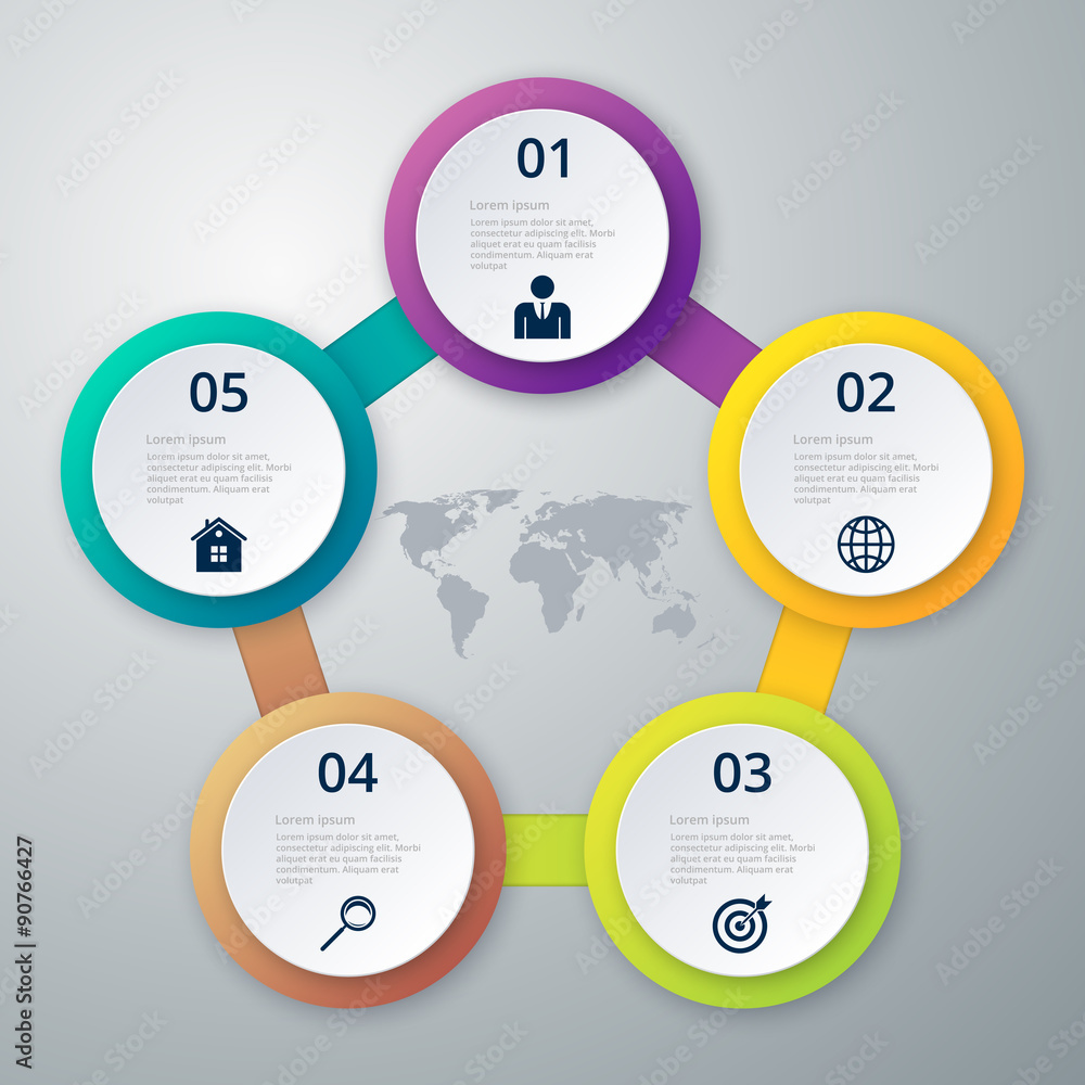 Vector illustration of a circle of five infographics Stock Vector ...