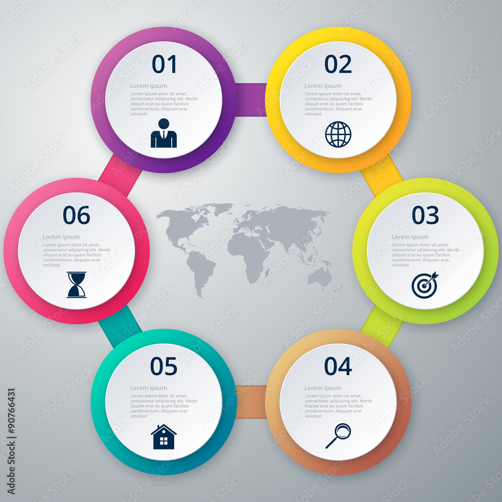 Vector illustration of a circle of six infographics Stock Vector ...
