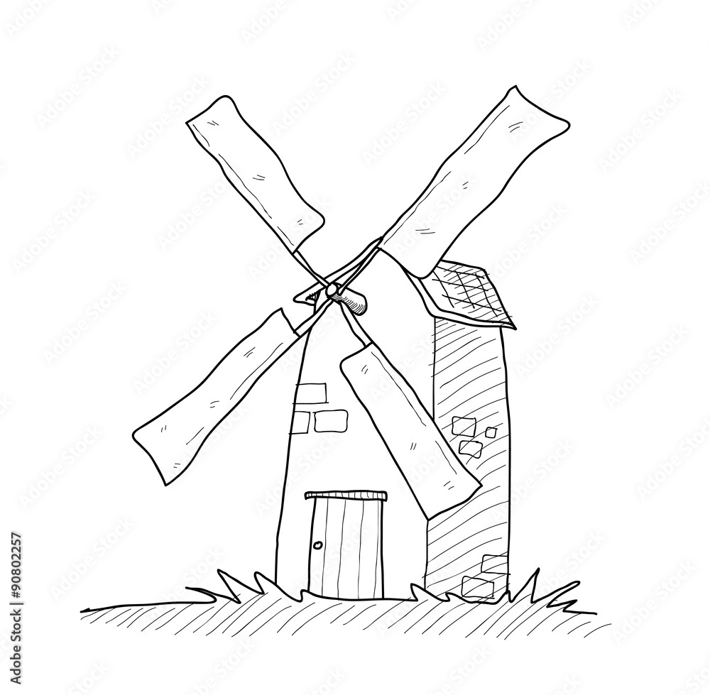 Windmill Doodle, a hand drawn vector doodle illustration of a Windmill ...