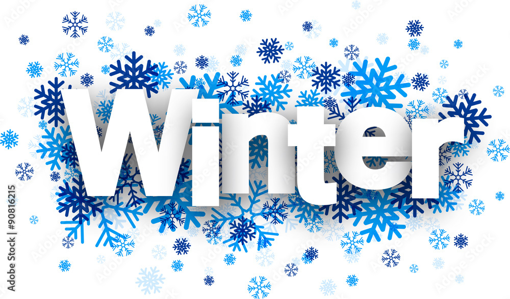 Winter paper sign over snowflakes. Stock Vector | Adobe Stock