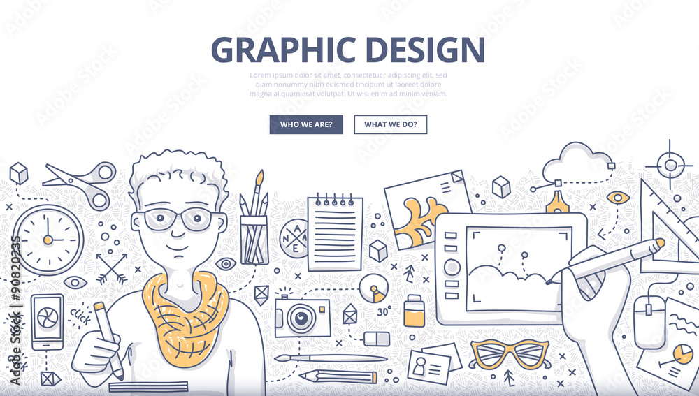 Graphic Design Doodle Concept Stock Vector | Adobe Stock