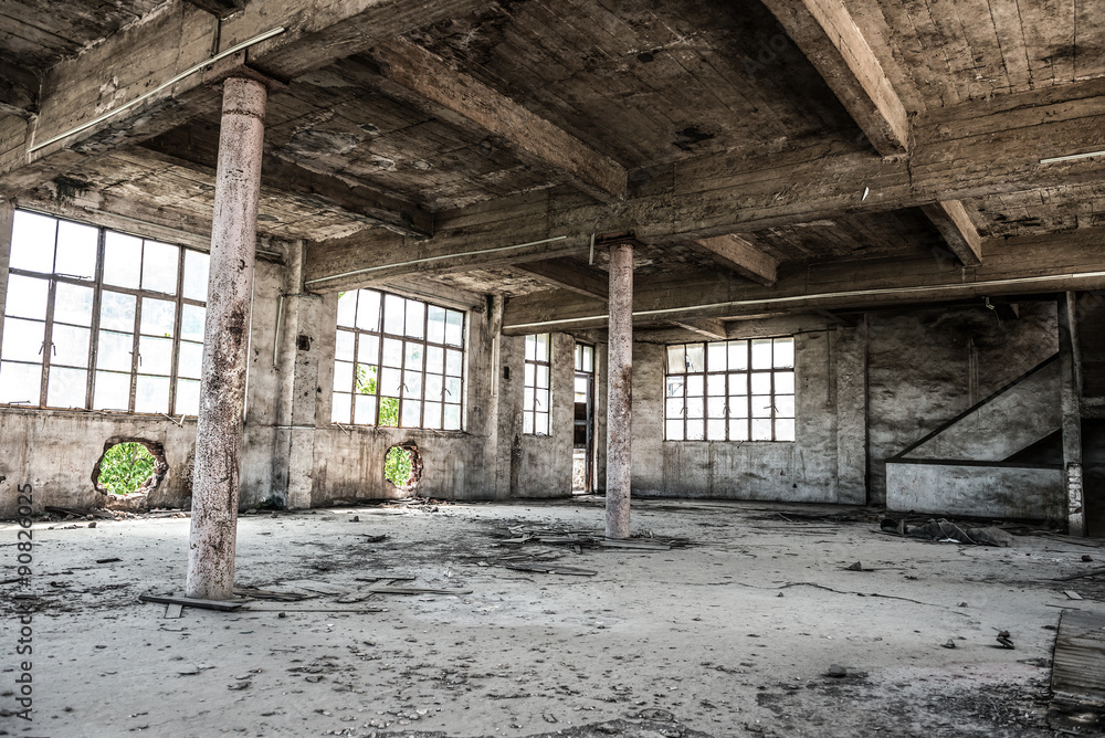 Empty industrial loft in an architectural background with bare cement ...
