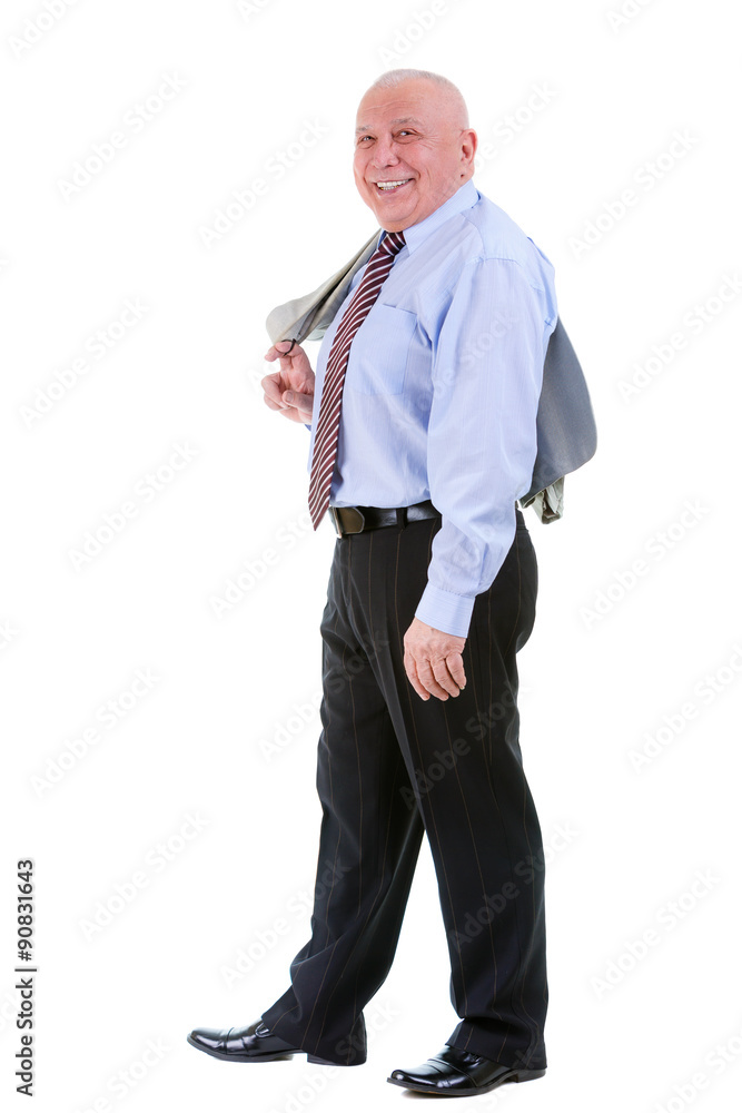 Full body of Happy and smile old mature business man in shirt and tie ...