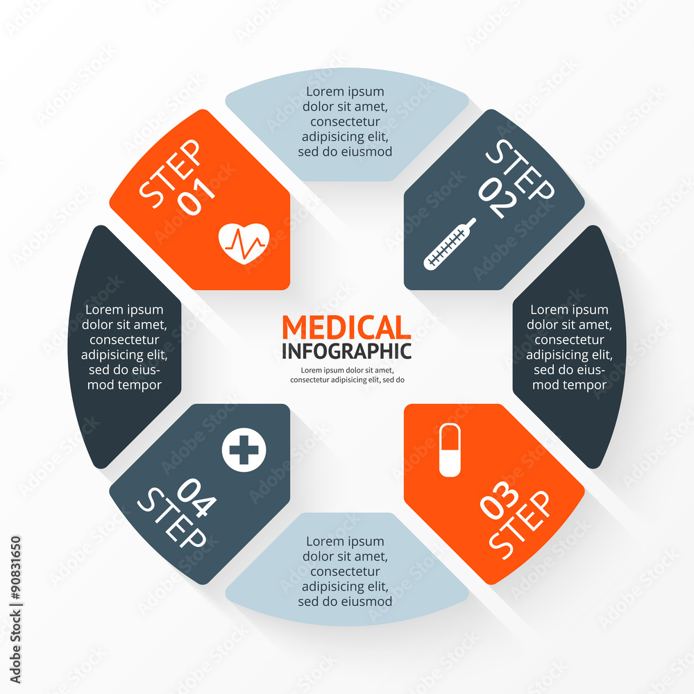 Vector circle plus sign infographic. Template for diagram, graph Stock ...
