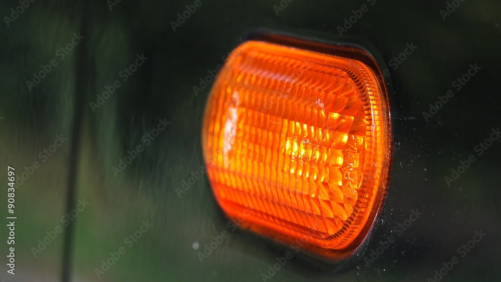 Turn signal light blinking on black car, traffic signalization, 4k uhd ...