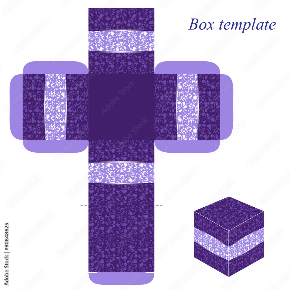 Purple box template with floral pattern Stock Vector | Adobe Stock