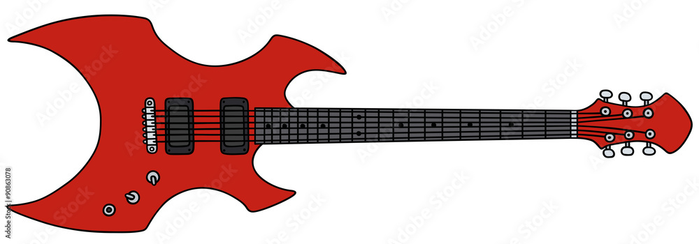Red electric guitar / Hand drawing, vector illustration Stock Vector ...