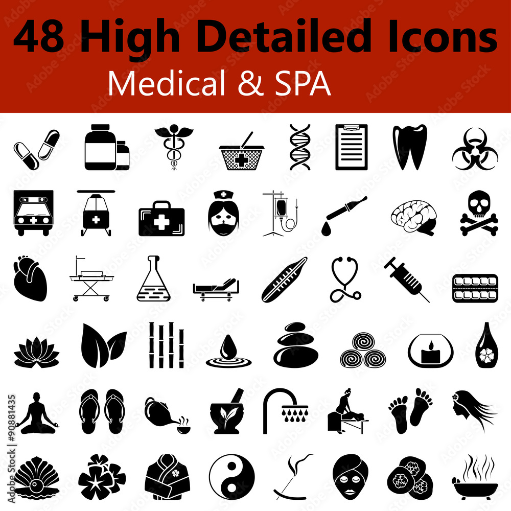 Medical and SPA Smooth Icons Stock Vector | Adobe Stock