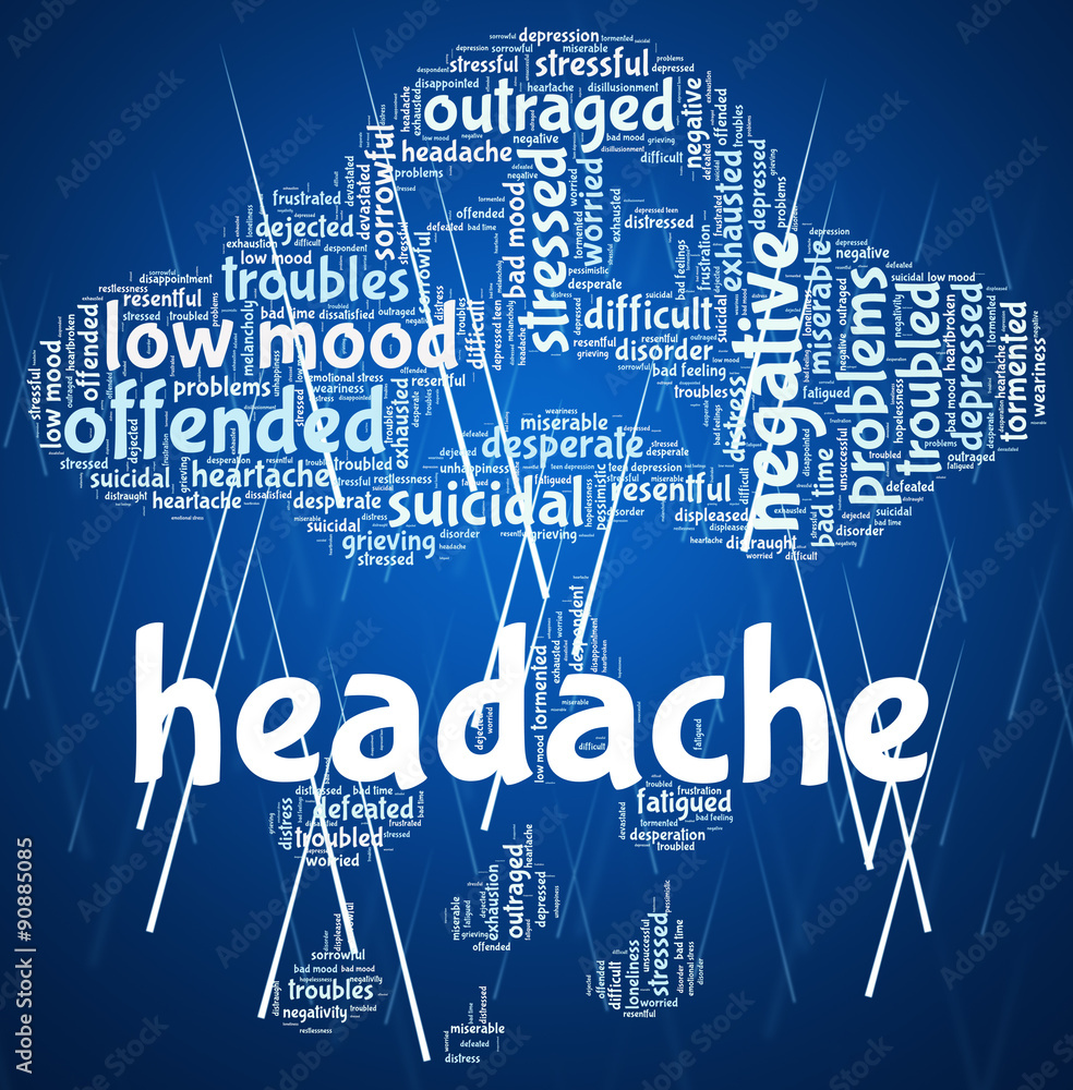 Headache Word Represents Cephalalgia Headaches And Wordcloud Stock ...