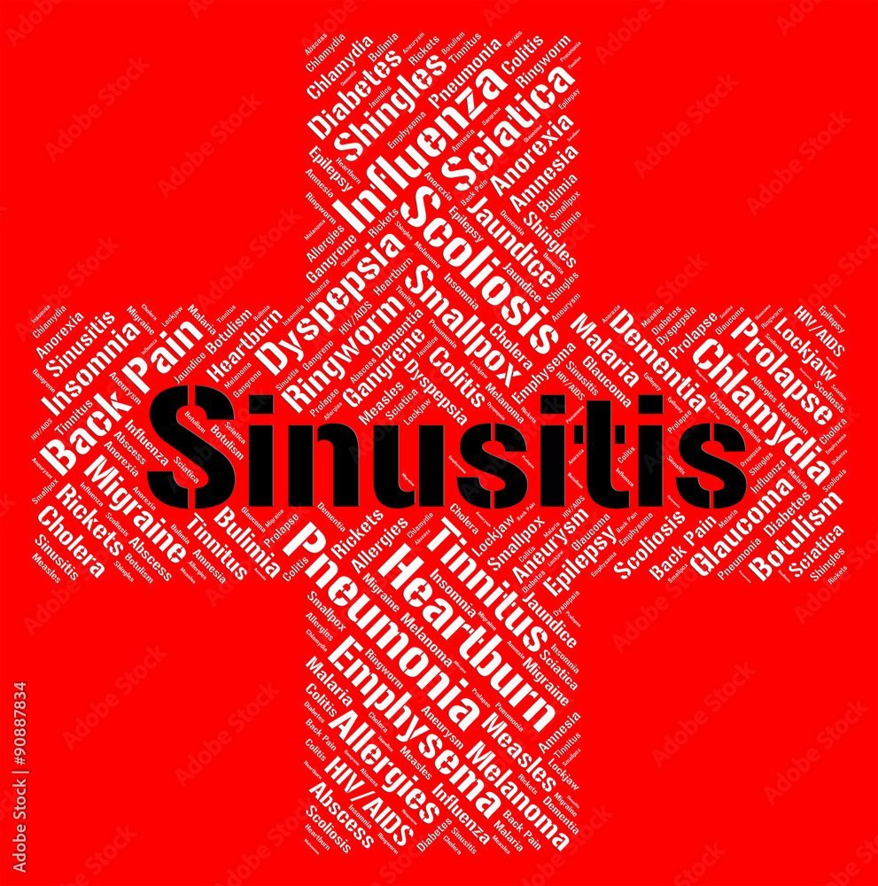 Sinusitis Word Shows Acute Rhinosinusitis And Affliction Stock ...