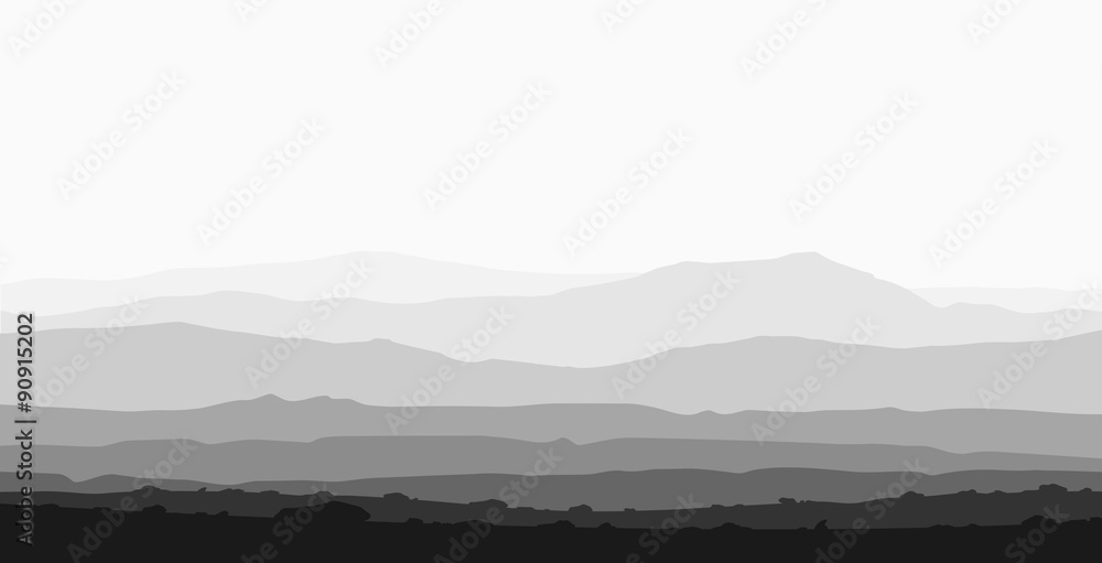 Landscape with huge mountain range. Stock Vector | Adobe Stock