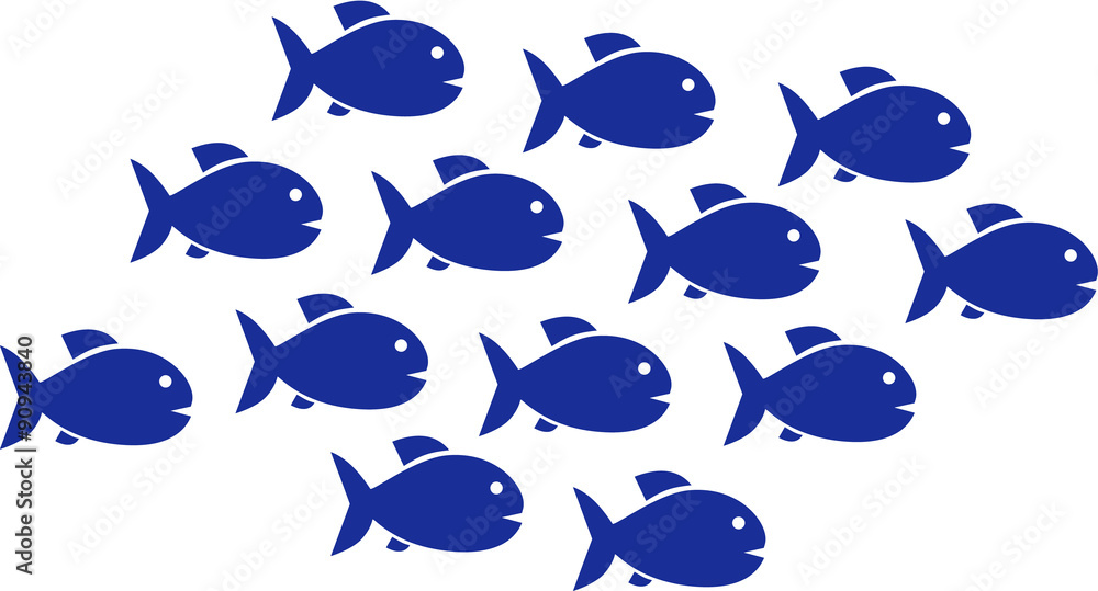 Fish shoal with 13 fish icons Stock Vector | Adobe Stock