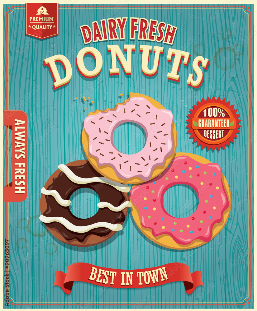 Vintage donut poster design Stock Vector | Adobe Stock