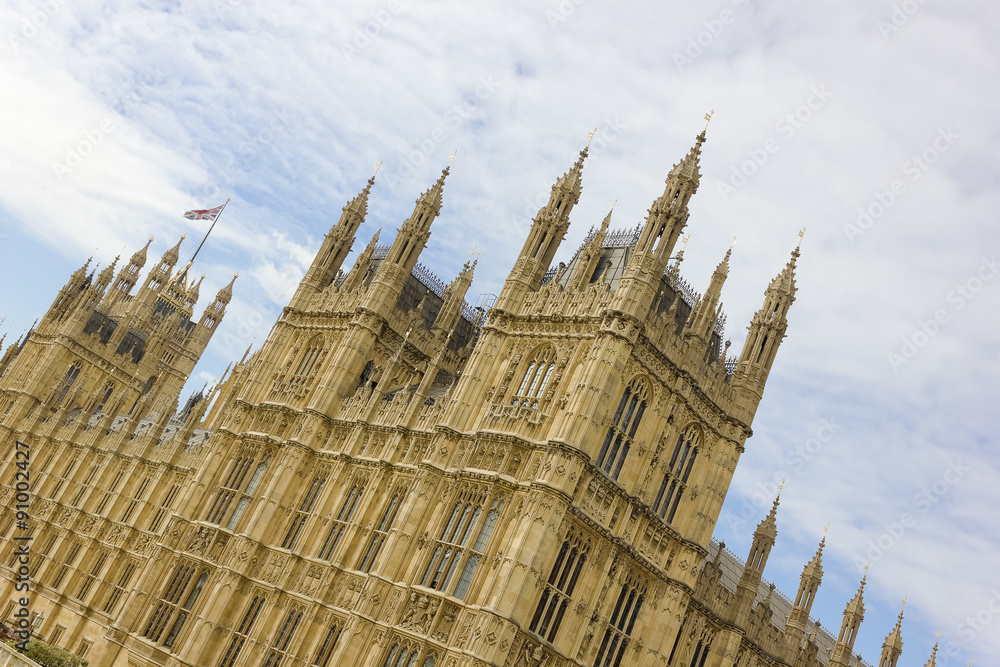 Iconic Gothic Revival architecture of the Palace of Westminster, London ...