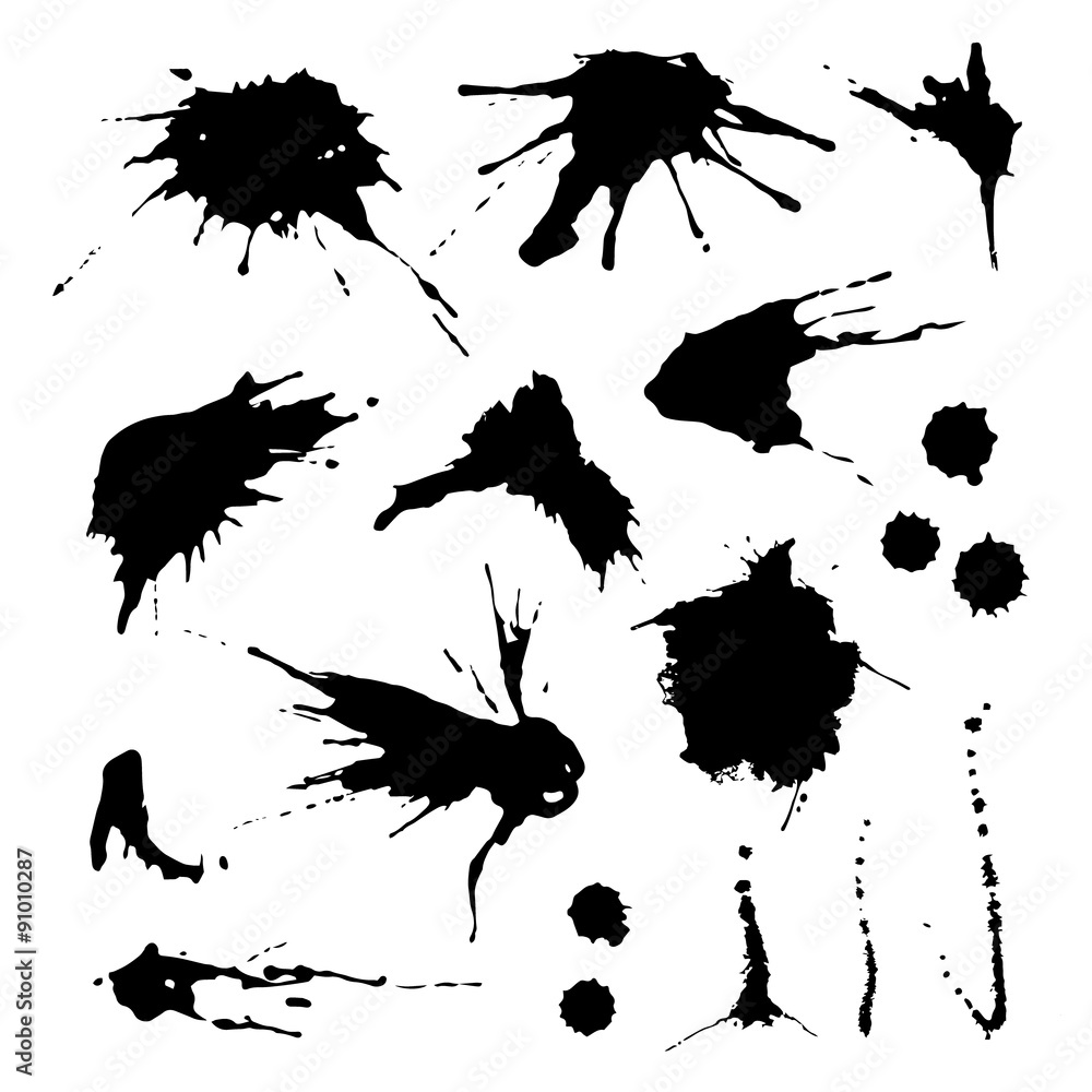 Collection of paint splash. Vector set of brush strokes. Isolated on ...