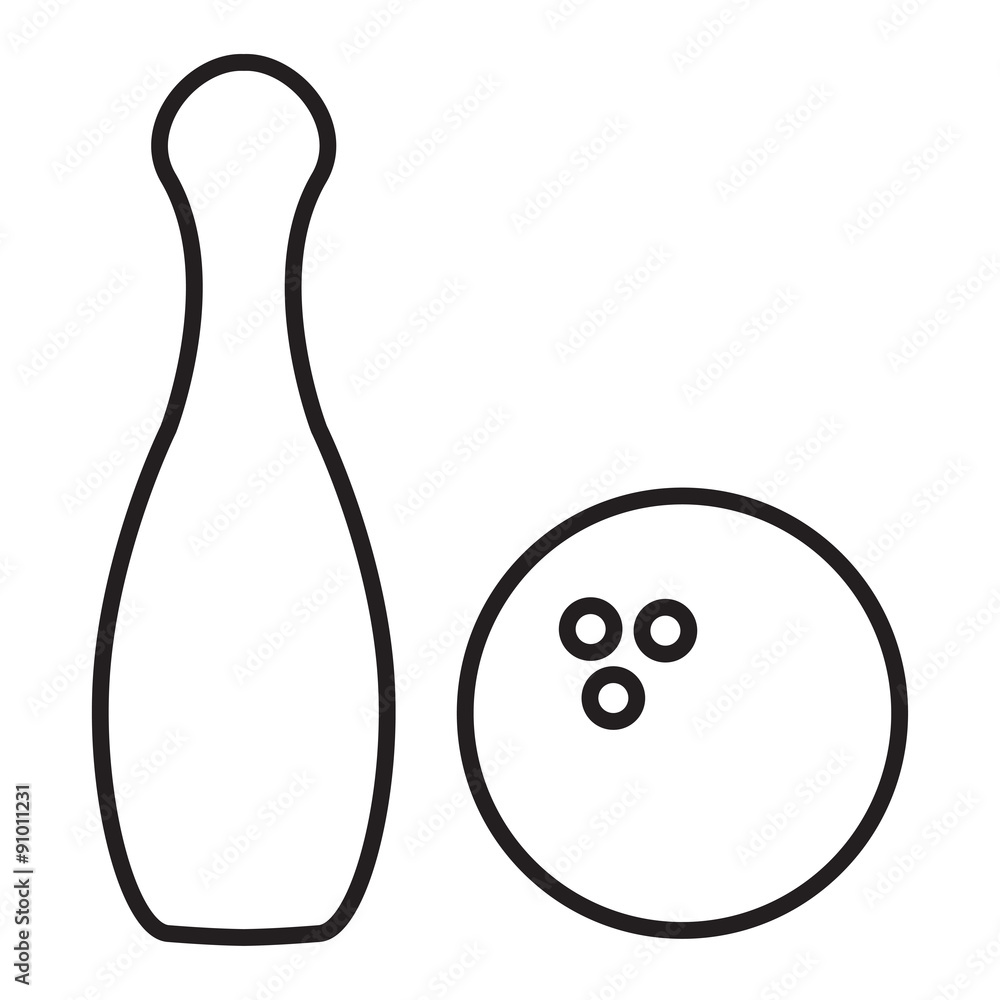 Outline bowling pins and bowling ball Stock 벡터 | Adobe Stock
