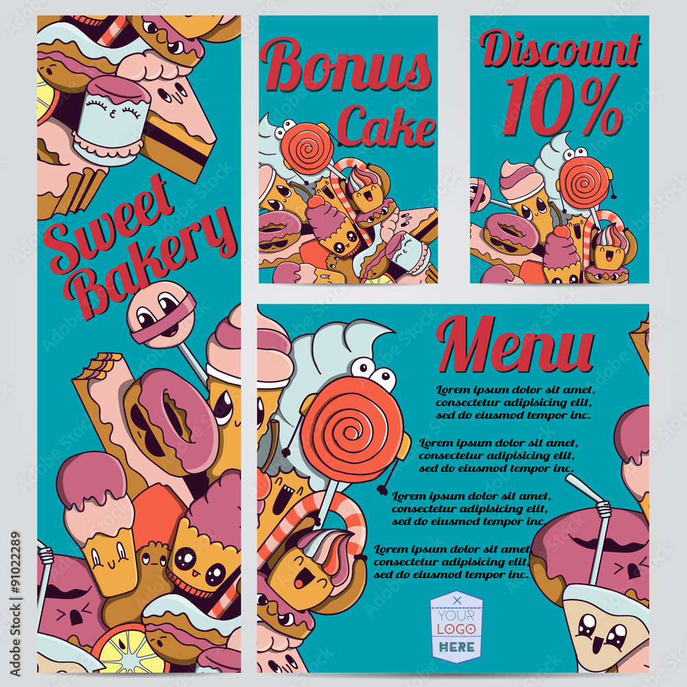 Sweet bakery Menu Card Design template. Vector illustration. Stock ...