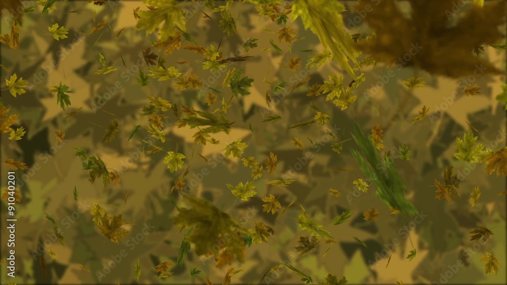 Autumn leaves fall in camo colors in this perfectly seamless video loop ...