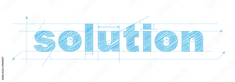SOLUTION written in vector technical lettering font Stock Vector ...
