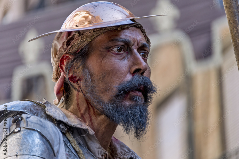 Man dressed as the character of Don Quixote, who starred in one of the ...